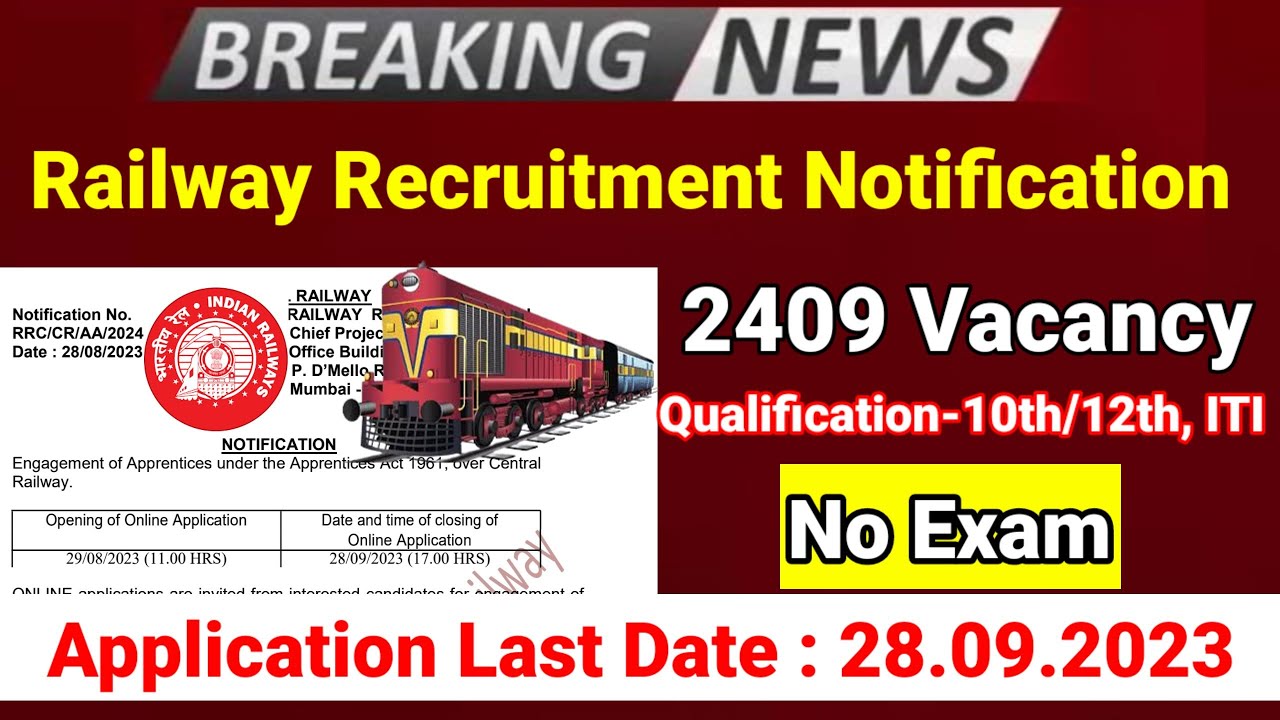 2409 Vacancy | இரயில்வே வேலை 2023 | 10TH,12TH, Railway jobs | Railway ...