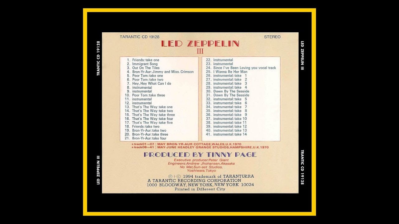 Led Zeppelin Iii Back Cover