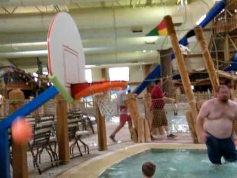 Sam playing ball in the pool