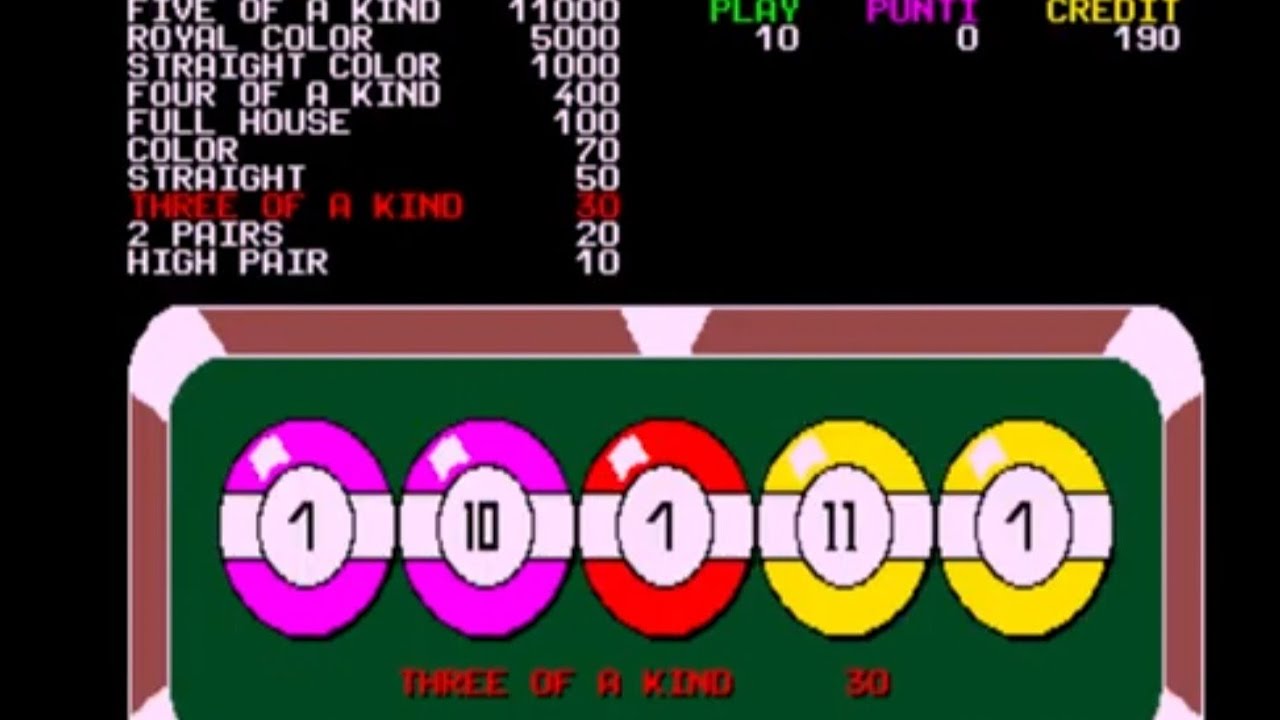 POOL 10 video poker da bar anni 90 old game poker - YouTube