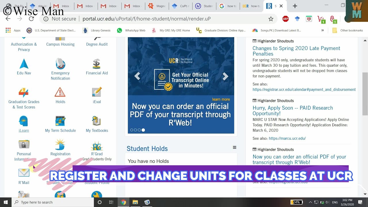REGISTER AND CHANGE UNITS FOR CLASSES AT UCR - YouTube