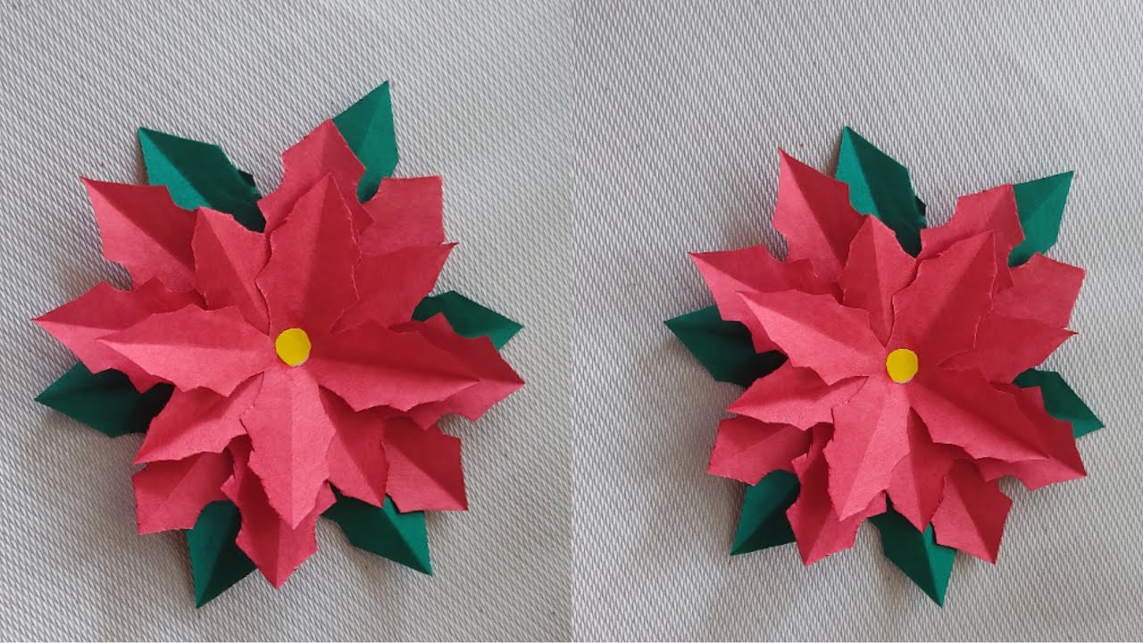 DIY Christmas flower || Christmas paper flowers|| Christmas craft - YouTube