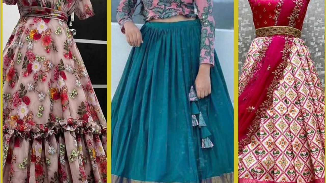 Classic Luxury Stylish Floral Double Layer Frock And Lehenga Kurti ...