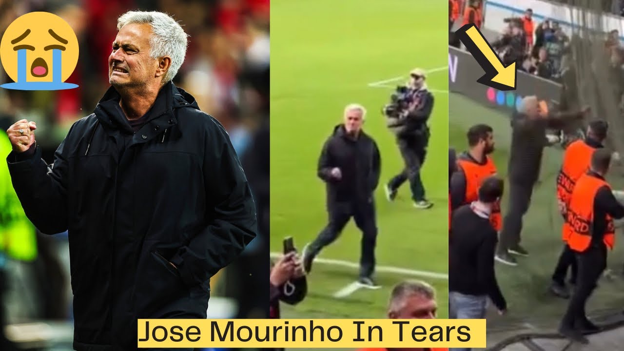 🥹 Jose Mourinho was in tears after reaching ANOTHER European final with ...