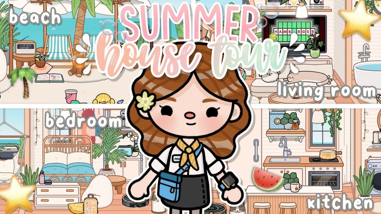 ☀ Summer house tour *aesthetic* | Beach house tour 🌊 | toca life world ...