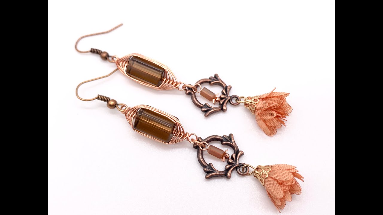 Romantic Herringbone Wire Wrapped Earrings - YouTube