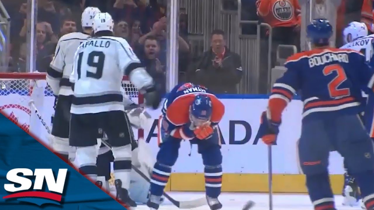 Zach Hyman deflects Evan Bouchard's shot off his face to extend Oilers ...