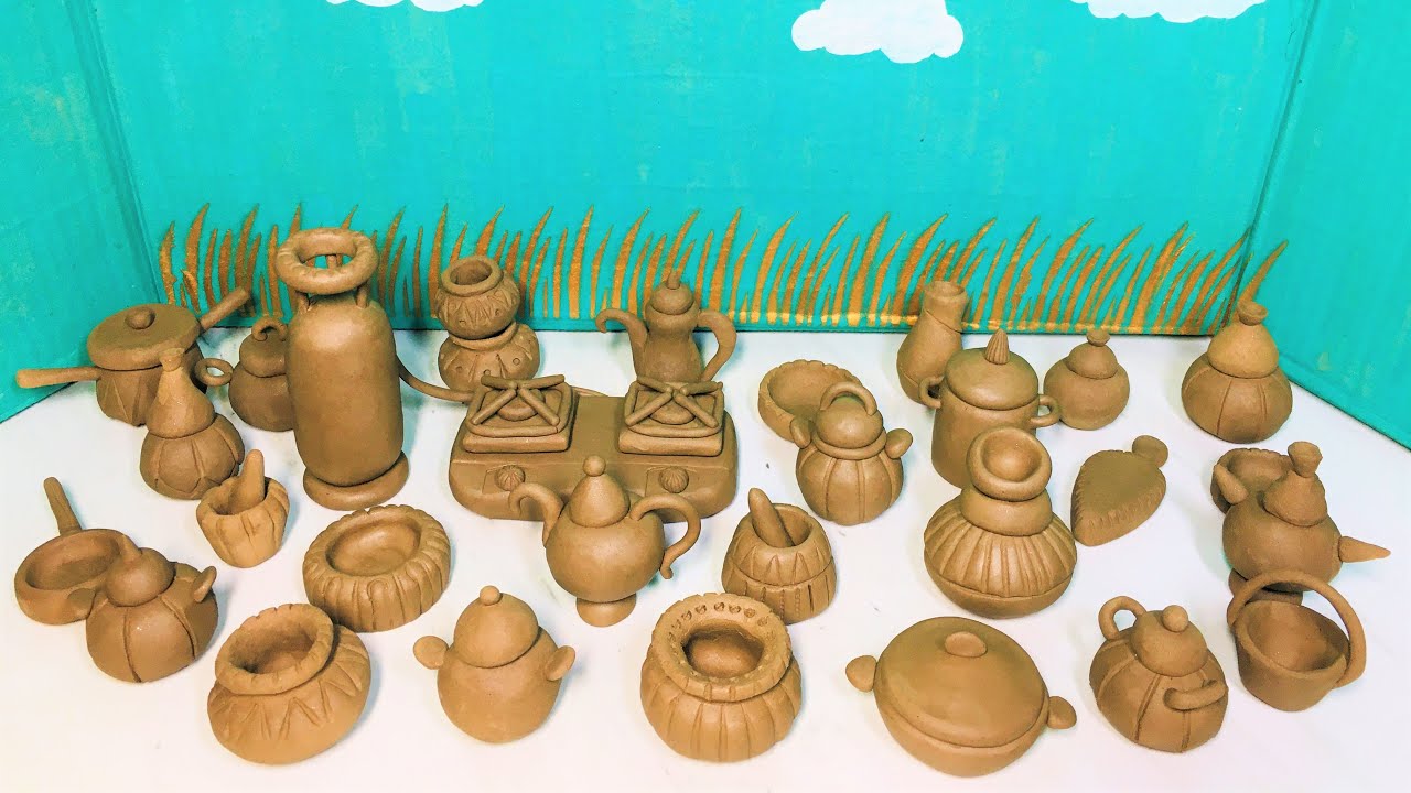 How To Make Miniature Kitchen Set | Miniature Clay Kitchen Set | Make ...