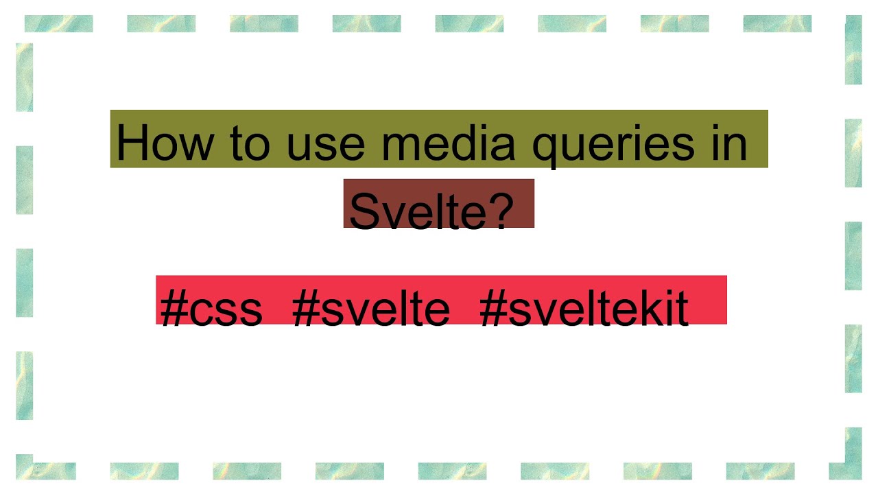 How to use media queries in Svelte? - YouTube
