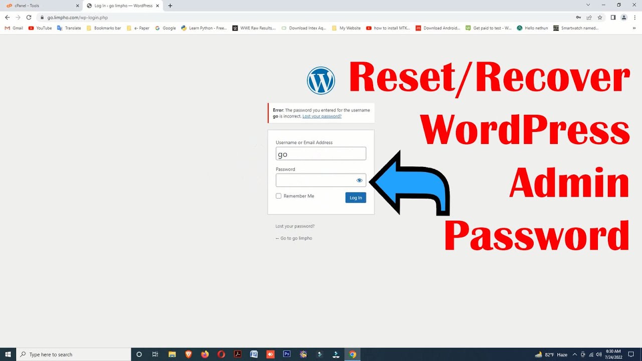 How To Reset Wordpress Admin Password In Cpanel How To Recover Wp Admin Password From Cpanel