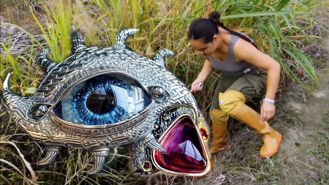 🎁 🎁Explorer's reward: Girl discovers huge mutant clams in the grass ...
