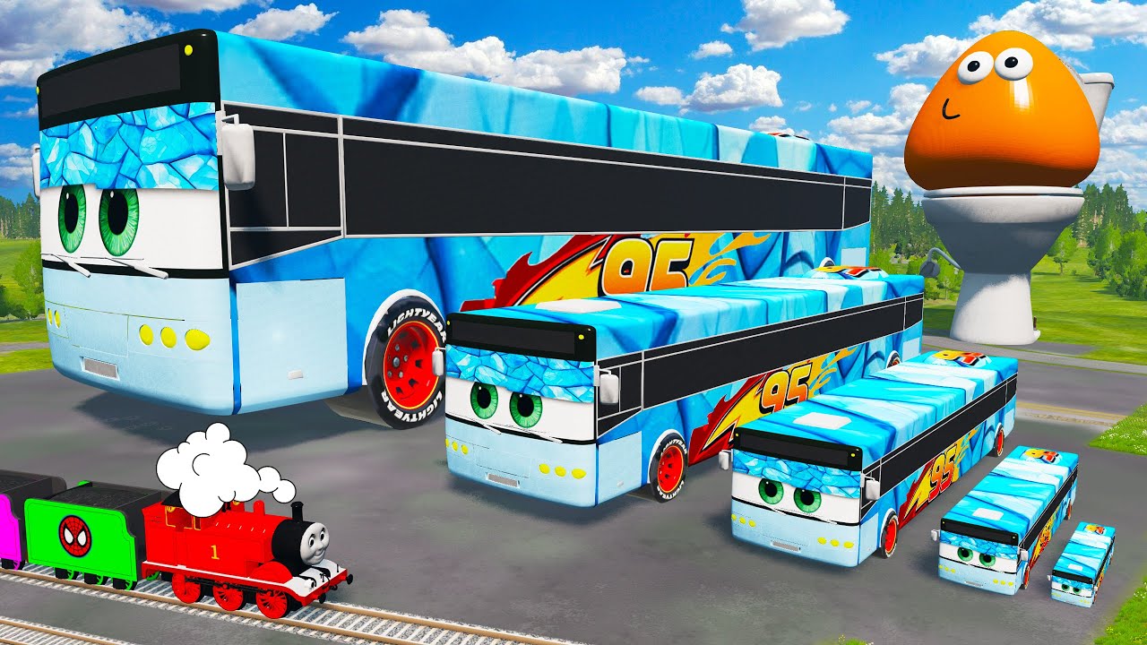 Big & Small Long Iced Bus Lightning McQueen Supercar Cold with Thomas ...