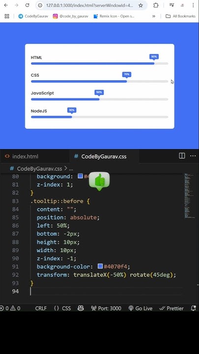 💻 Animated Skills Progress Bar Using HTML & CSS #webdevelopment #coding #htmlcss #shorst - YouTube