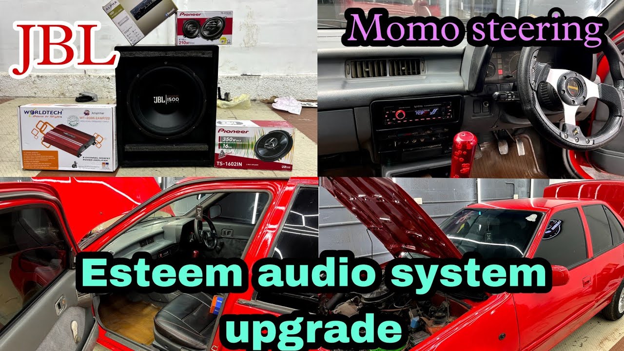 Esteem audio system upgrade | momo steering wheel | JBL basstub | infinity audio system - YouTube