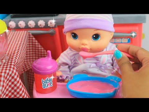 Minha Boneca Baby Alive Recém Nascida Bruninha Comendo Papinha de Legumes Comidinhas