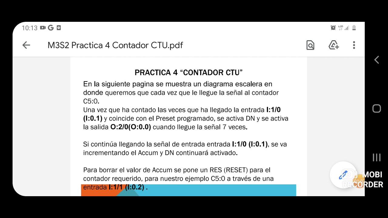 Programación de contador ascendente CTU en app "PLC Simulator Ladder 2 ...
