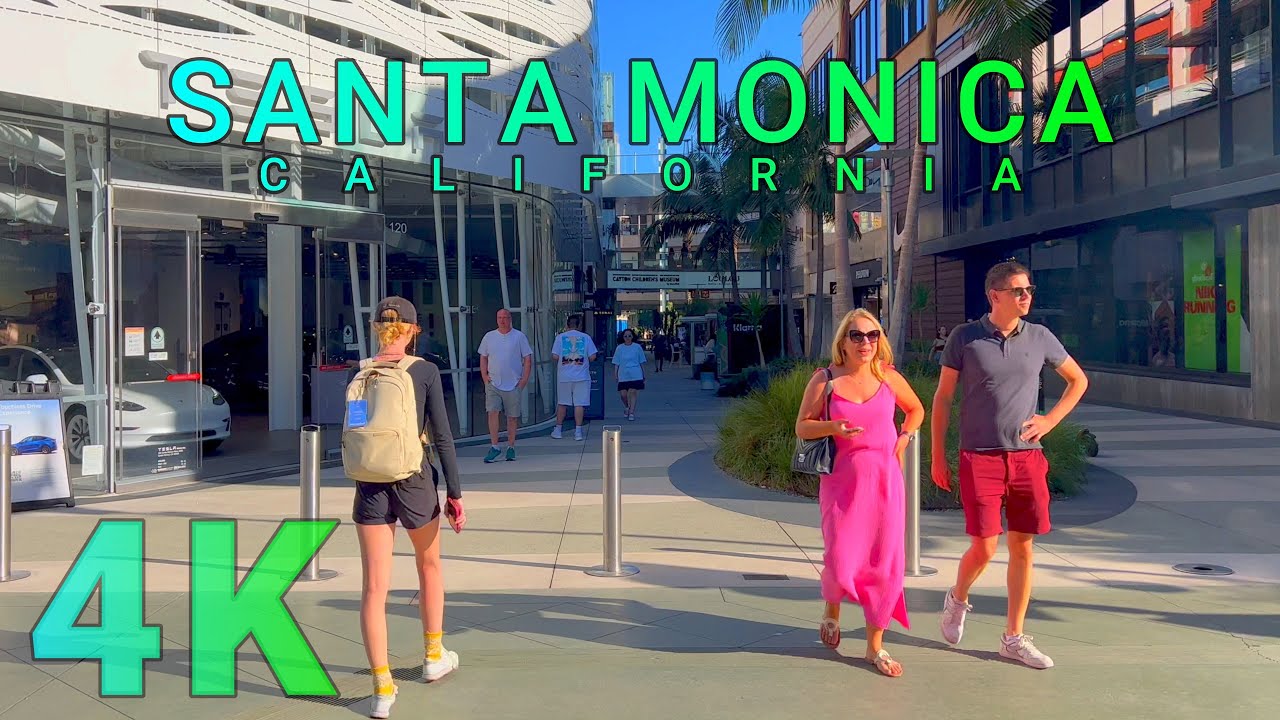 Santa Monica Promenade Walk, California USA 4K - UHD - YouTube