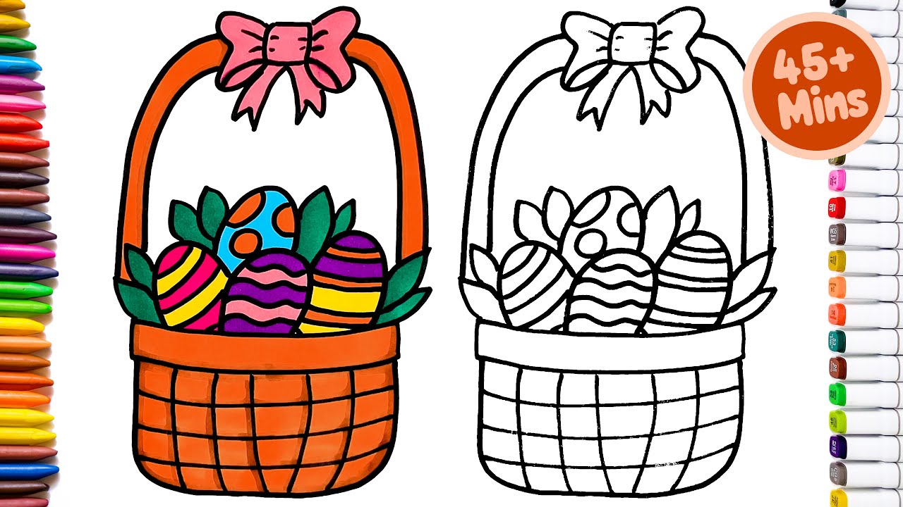 How to Draw EASTER EGG BASKET 🥚🐣🧺🪺| Step by Step | Easy drawing for ...