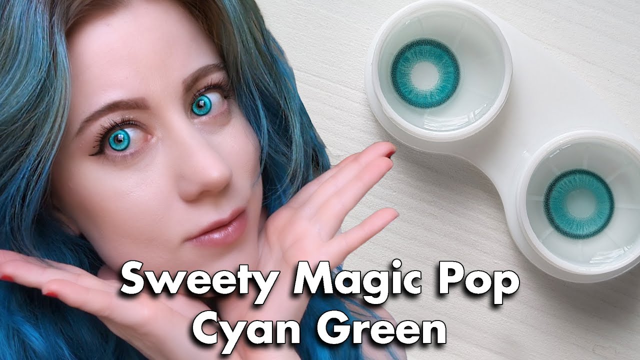 Contact Lenses Review: Sweety Magic Pop Cyan Green - YouTube
