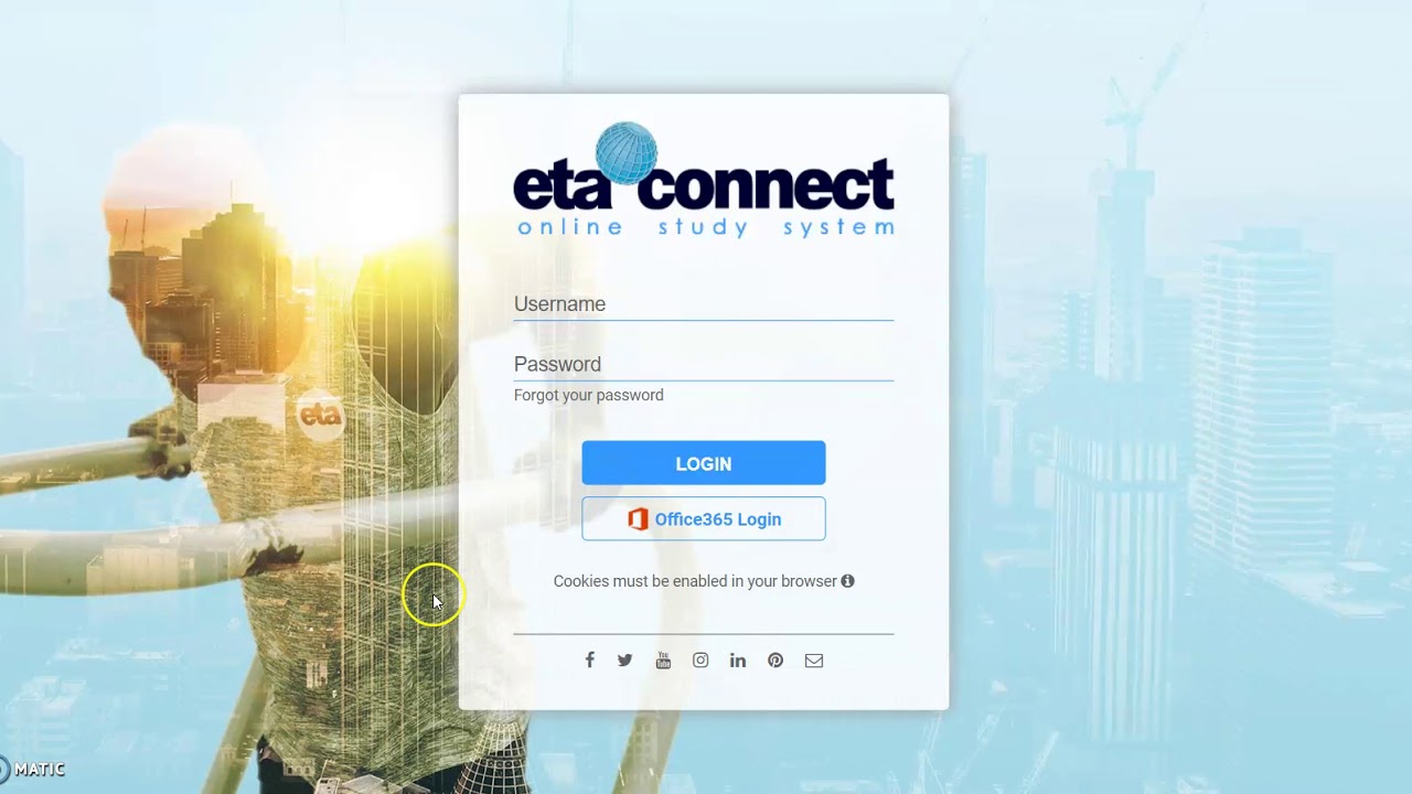 Step 1: Logging into eta Connect with Office 365 - YouTube