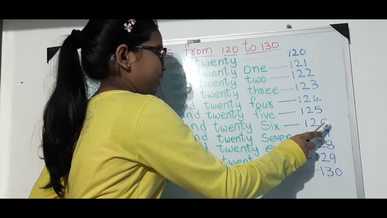 Number names from 120 to 130 - YouTube