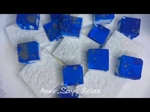 ASMR | Blue Cubes | Baby Powder Topped Freshies - YouTube