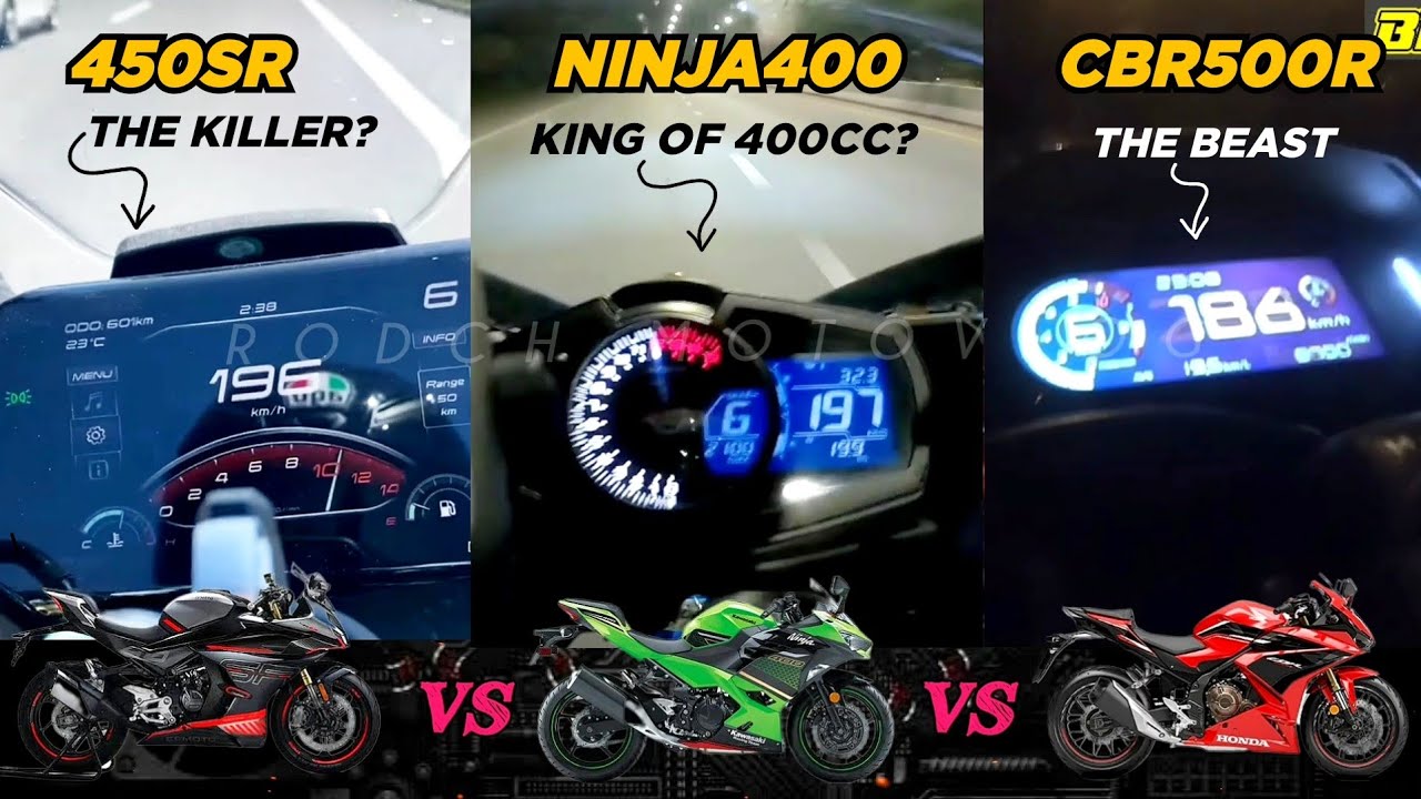 CFMoto 450SR 🆚️ Kawasaki Ninja 400 🆚️ Honda CBR500R | Modified Top ...