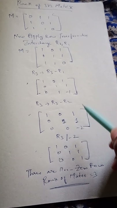 find the rank of Matrix explanation in Telugu - YouTube