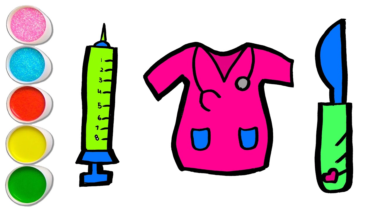 Doctor Kit Drawing and Coloring | Medical Set Painting for toddlers ...