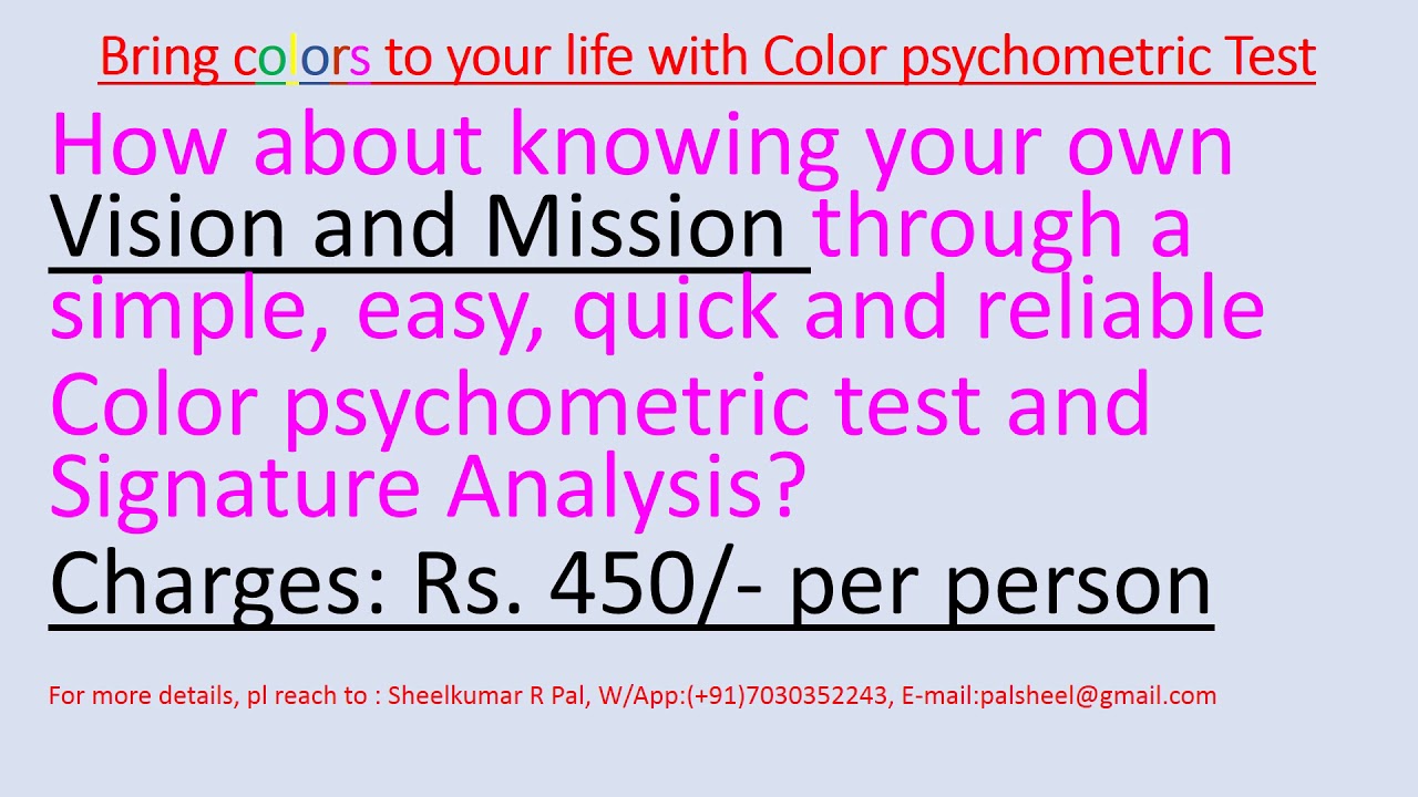 Vision and mission with Color psychometric Test and Signature Analysis ...