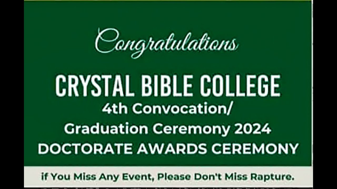 CRYSTAL BIBLE COLLEGE GRADUATION CEREMONY - YouTube