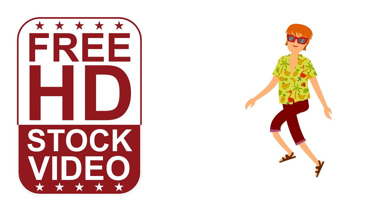 Free Stock Videos - flat design cartoon character running loop on white ...