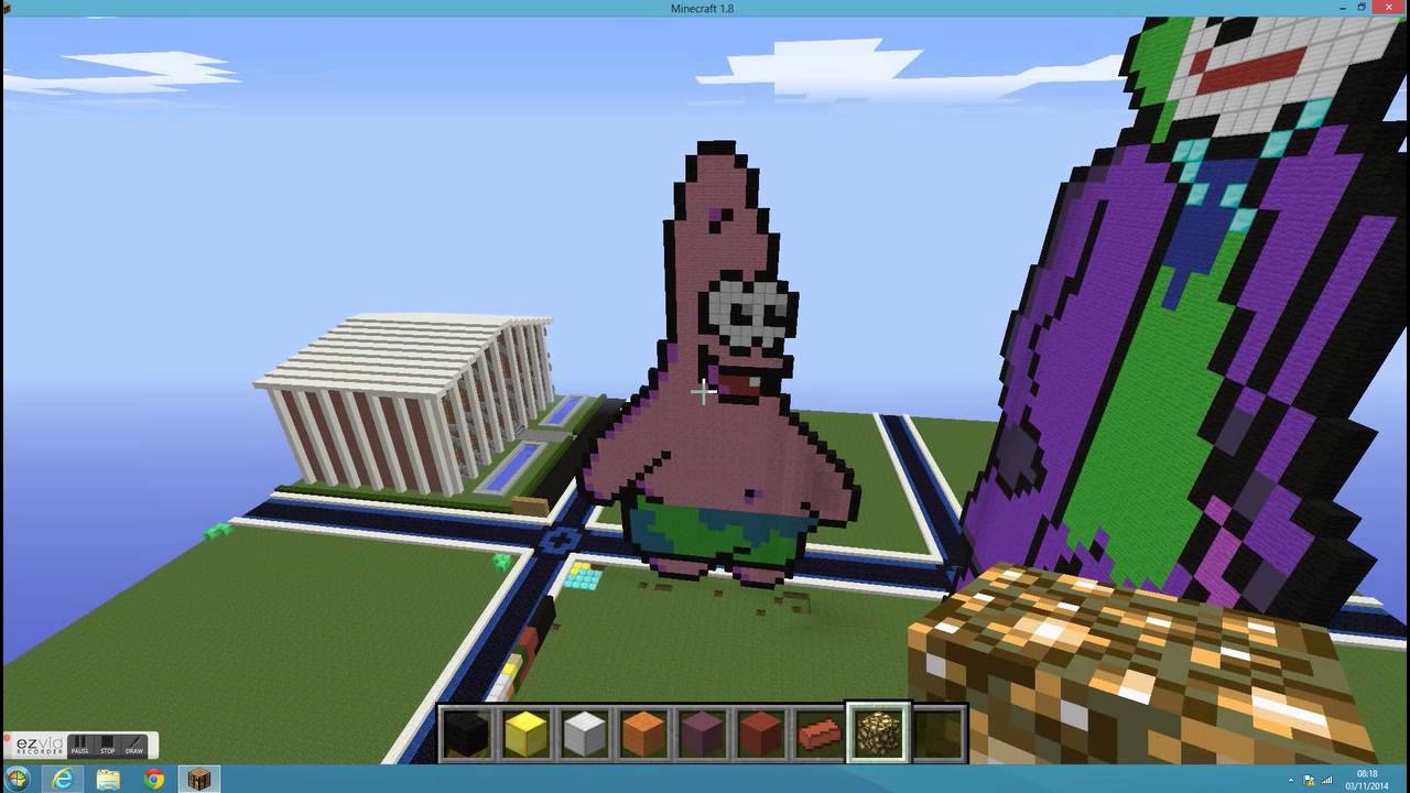 minecraft pixel art - patrick (spongebob) - (PC) - YouTube