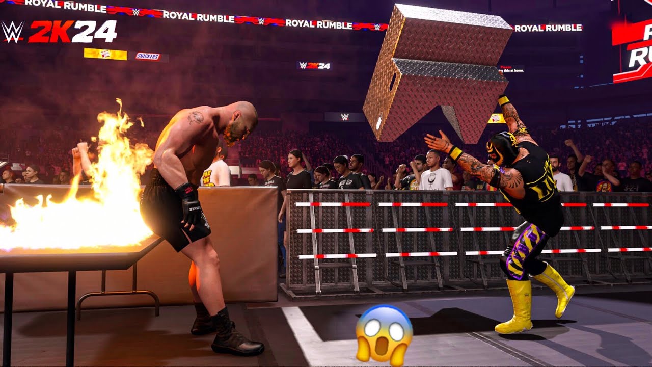 Rey Mysterio Throws Steel Steps on Brock Lesnar WWE Moment - YouTube