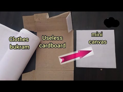 how to make mini canvas with useless cardboard box/ easy Canvas making ...