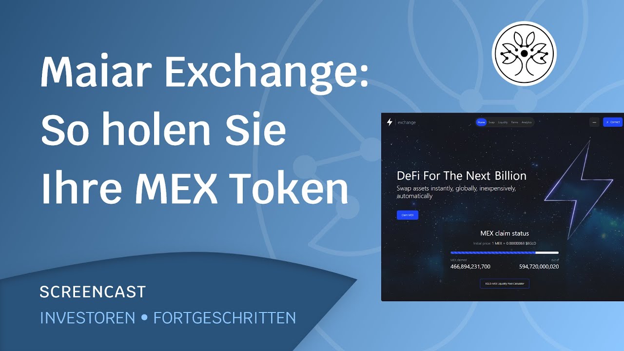 Screencast I Maiar Exchange: So holen Sie Ihre MEX Token - YouTube