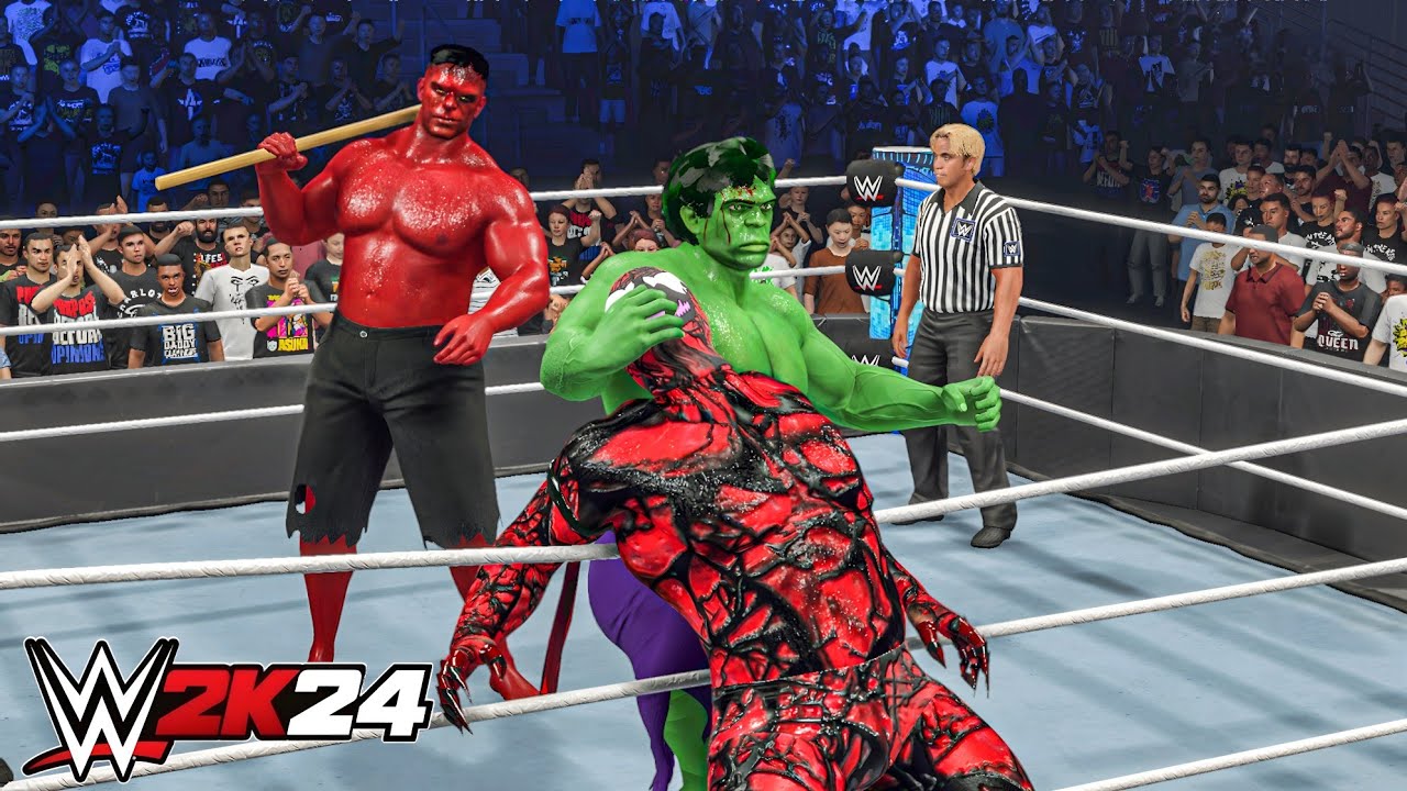 Hulk & Red Hulk vs. Venom & Carnage Tag Team Match - WWE 2K24 - YouTube