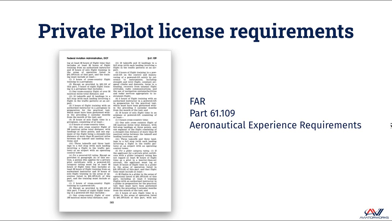 Private Pilot Flight Training Requirements - YouTube