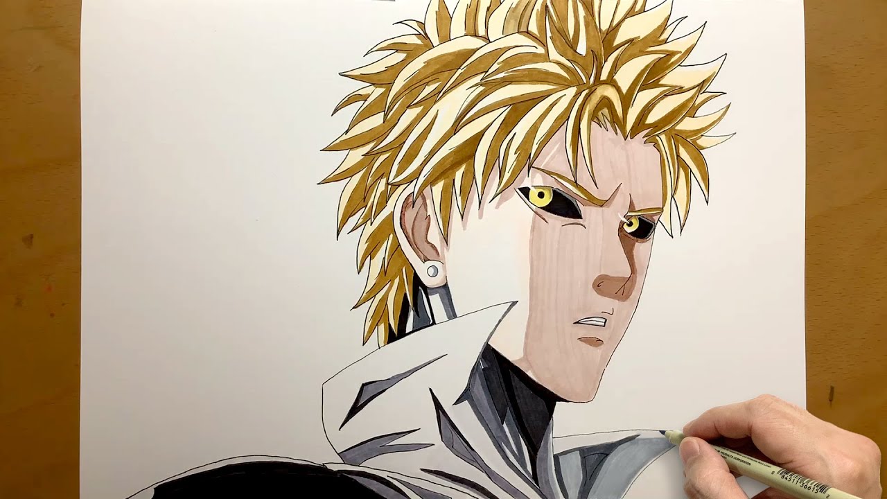 How to draw Genos from One-Punch Man | step by step | Easy to draw ...