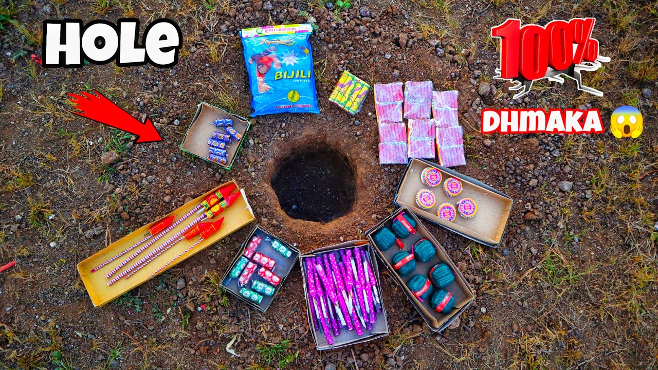 All Diwali Crackers Testing In Big Hole | Diwali Experiment | Testing ...