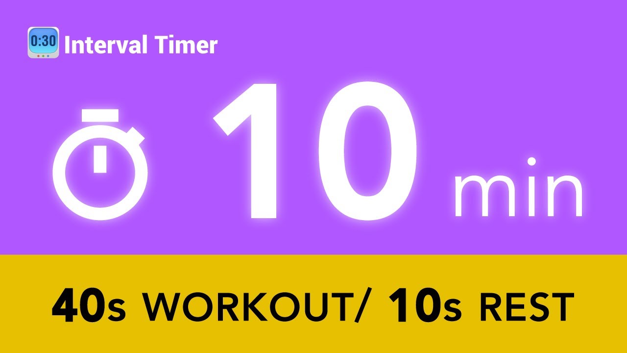 10min Interval Timer - 40/10（With recommended exercise, No music） - YouTube