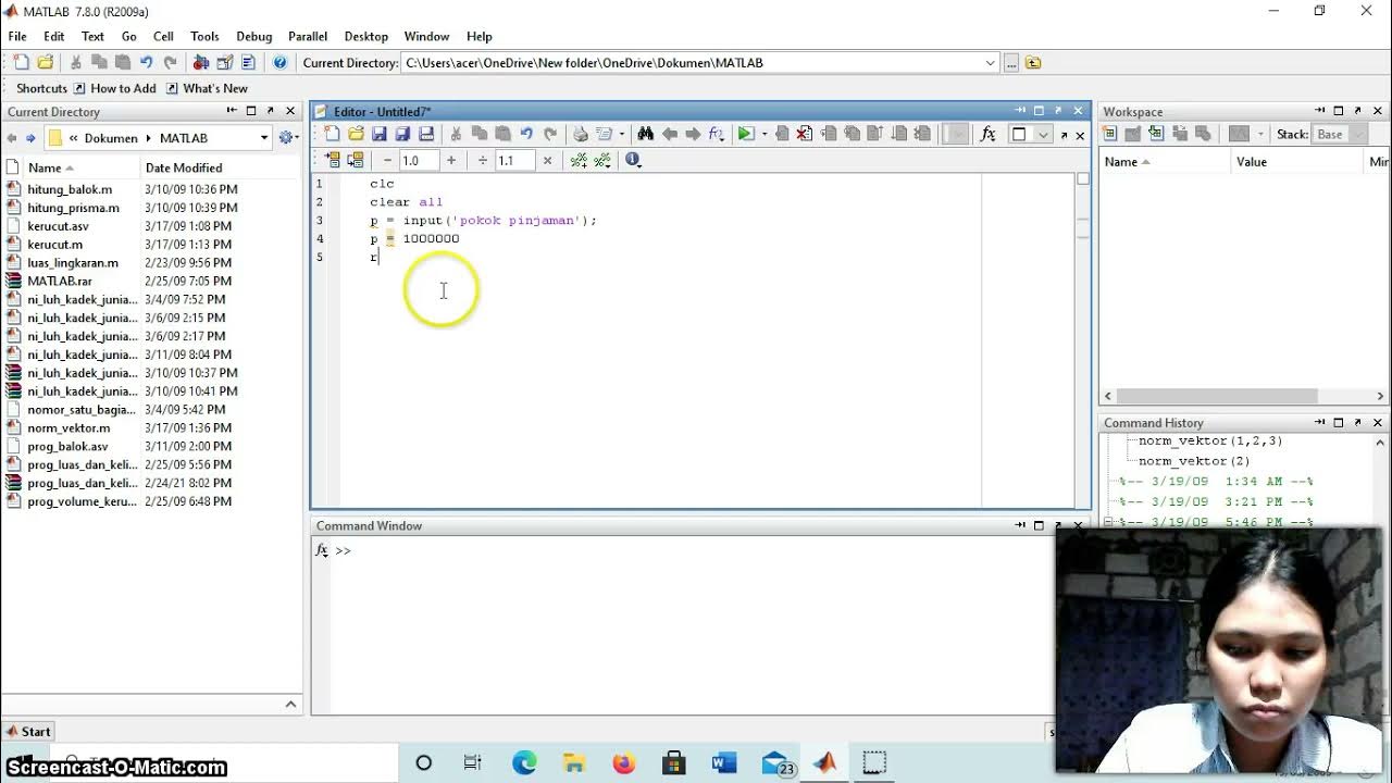 Menghitung bunga pinjaman menggunakan perintah input dan disp dalam matlab - YouTube