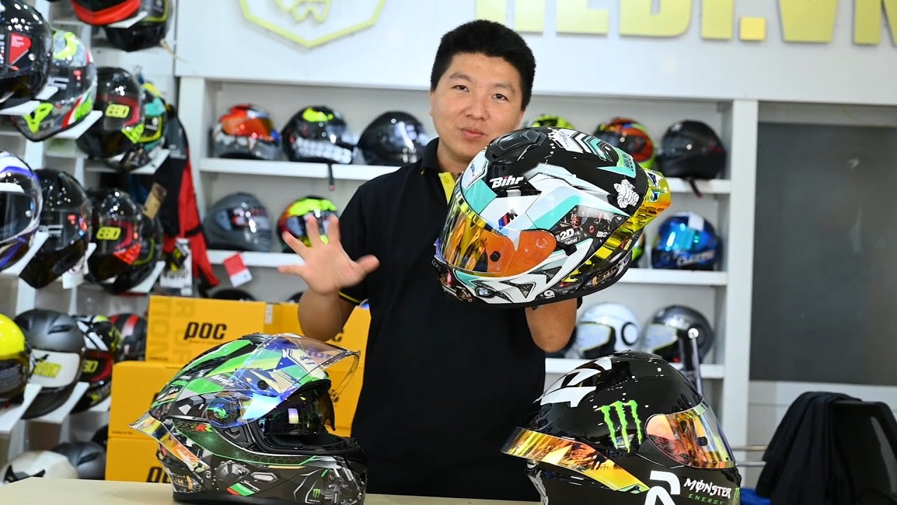Fullface 2 kính ROC 08 dán tem Kawasaki - YouTube