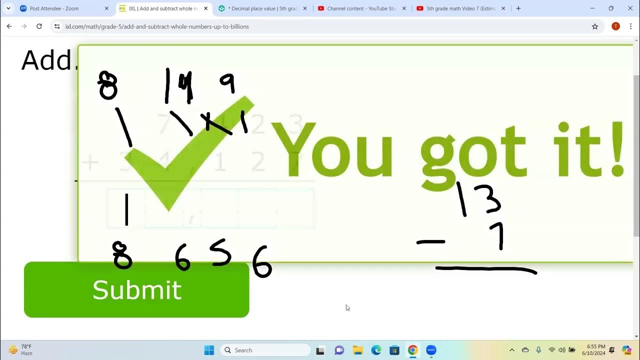 video 8 (Add and subtract whole numbers up to billions) - YouTube