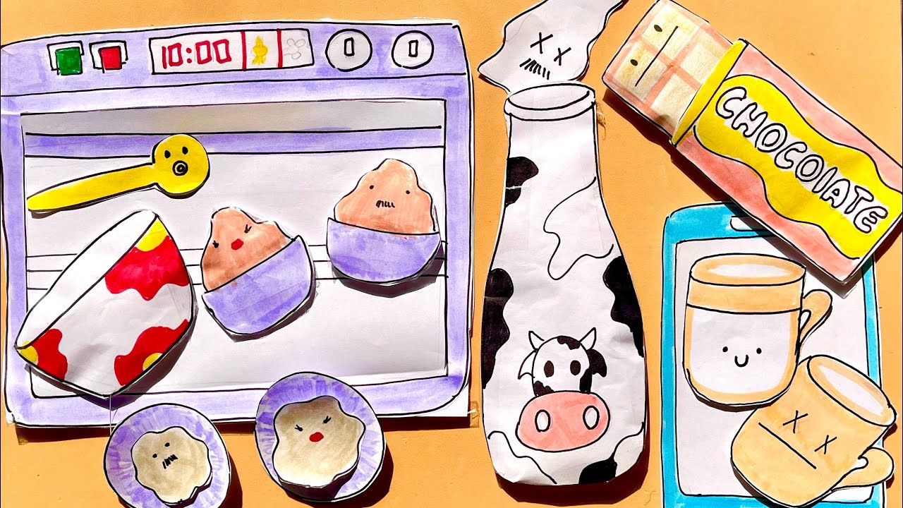 🍫paper diy🍫 Paper breakfast 😋🥛🍫Milk+Chocolate+Muffin +Tutorial | ASMR ...