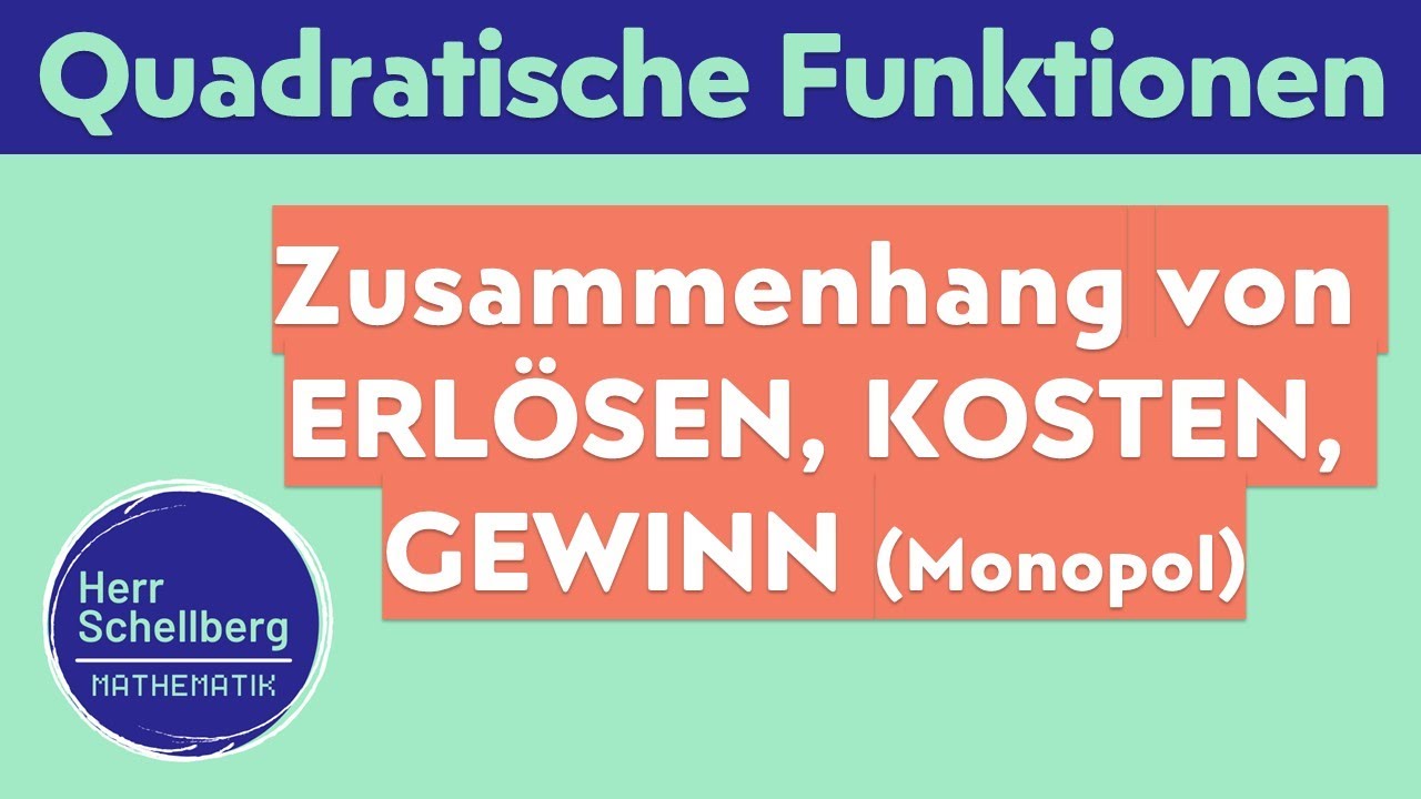 Gewinnfunktion, Kostenfunktion, Erlösfunktion (Quadratische Fkt ...