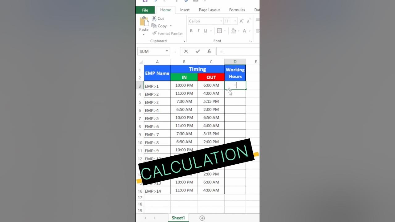 Excel Tutorial: Calculating Working Hours Easily & Accurately#excel - YouTube