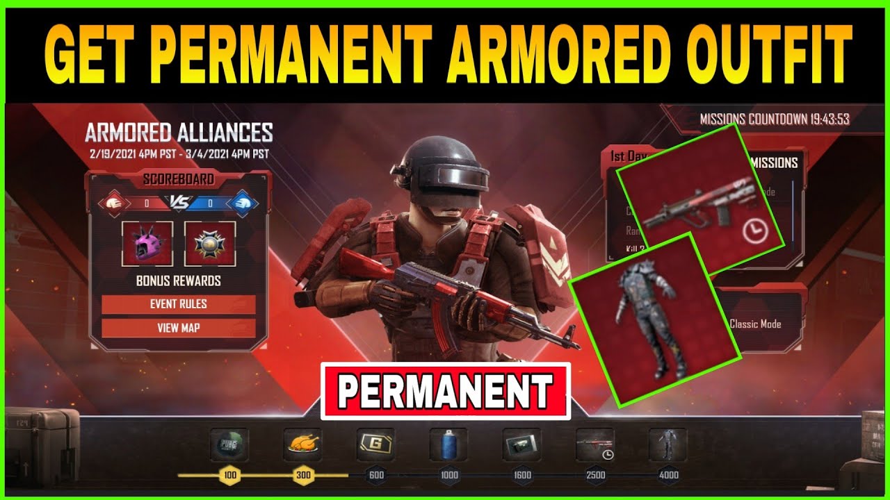 GET PERMANENT ARMORED OUTFIT FOR FREE || PUBG MOBILE ARMORED ALLIANCES ...