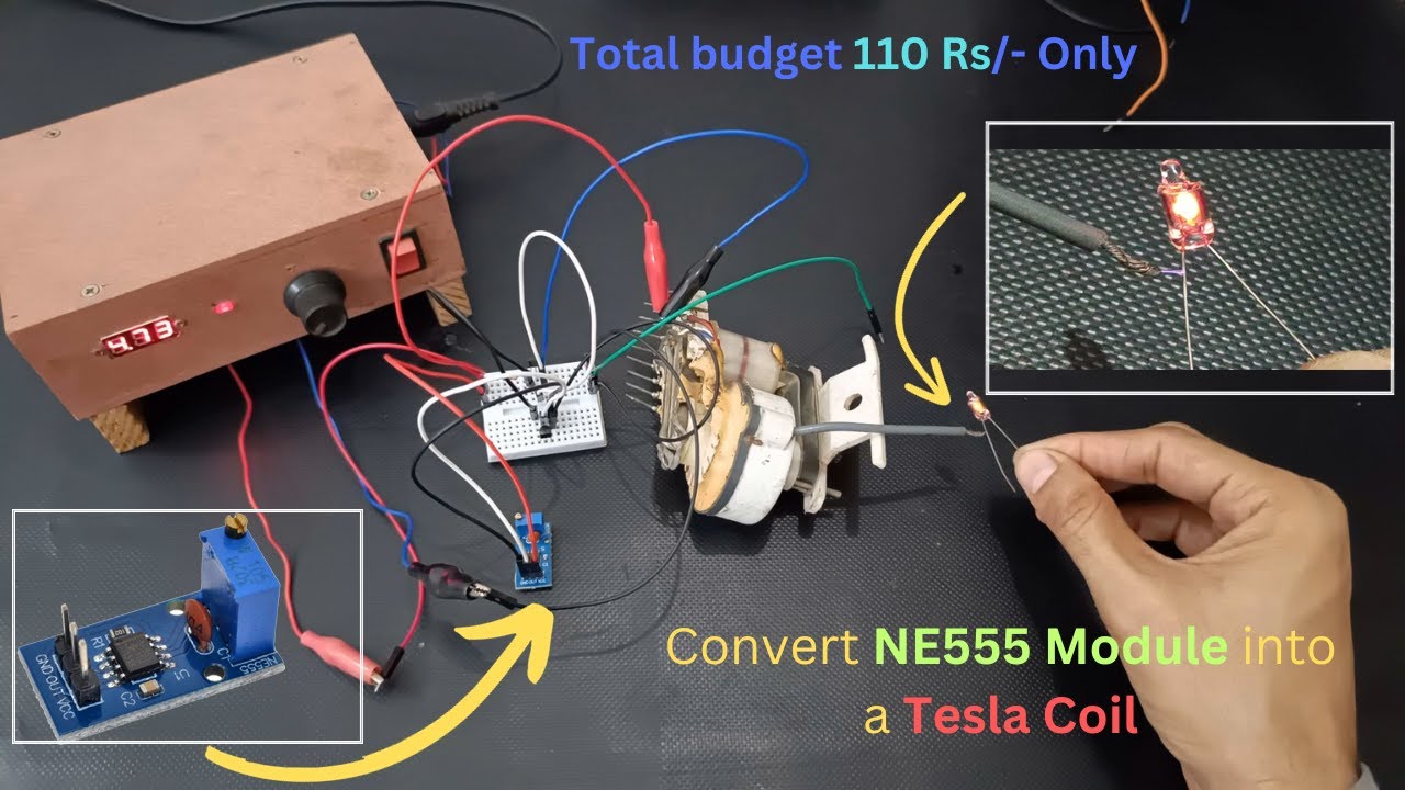DIY Tesla Coil with NE555 Timer | High Voltage Experiment - YouTube