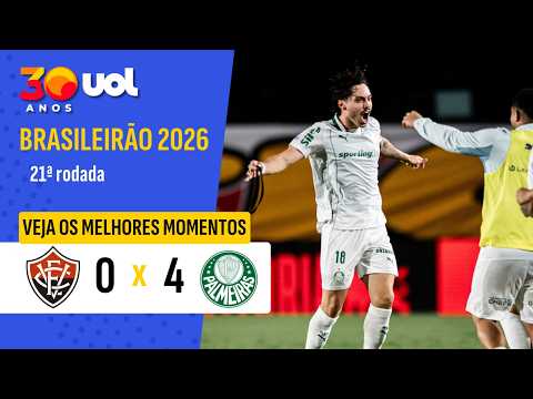 VITÓRIA 0 X 4 PALMEIRAS | GOLEADA EM JOGO POLÊMICO! | MELHORES MOMENTOS | BRASILEIRÃO 2026